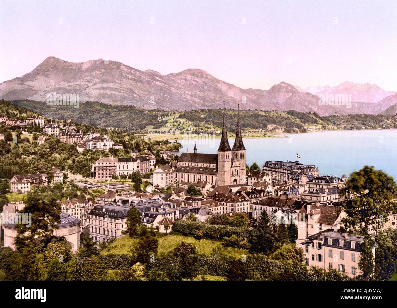 Lucerne and Rigi view from Château Gütsch, Lucerne, Switzerland 1890 ...
