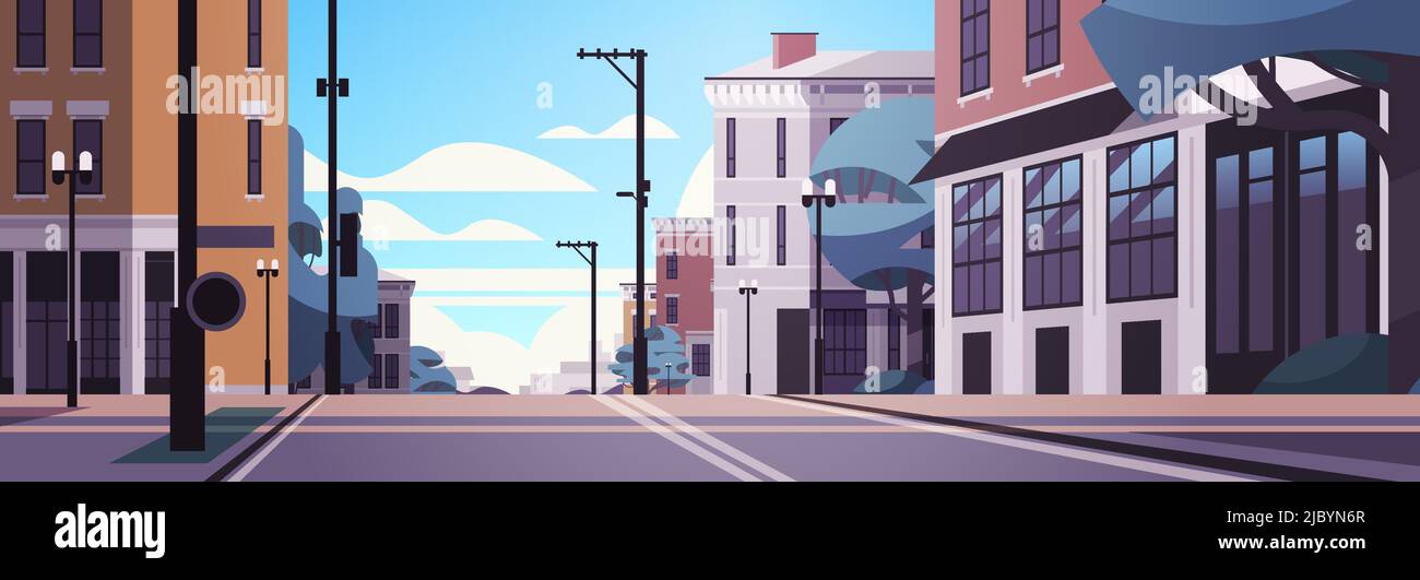 no people urban town street buildings city houses exterior cityscape ...