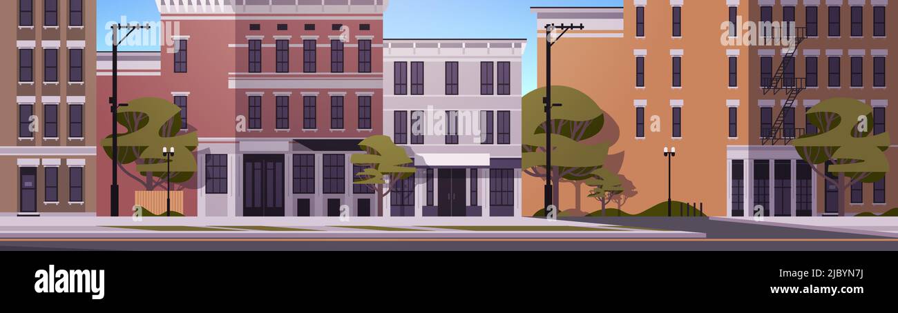 no people urban town street buildings city houses exterior cityscape ...