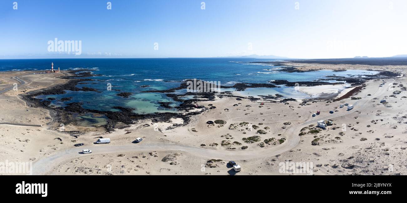 El Toston lighthouse and Cotillo lakes panorama, Fuerteventura Stock ...