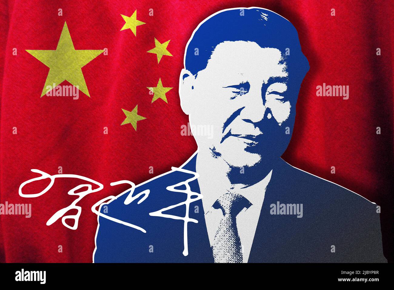Xi Jinping, signature and flag of China Stock Photo - Alamy