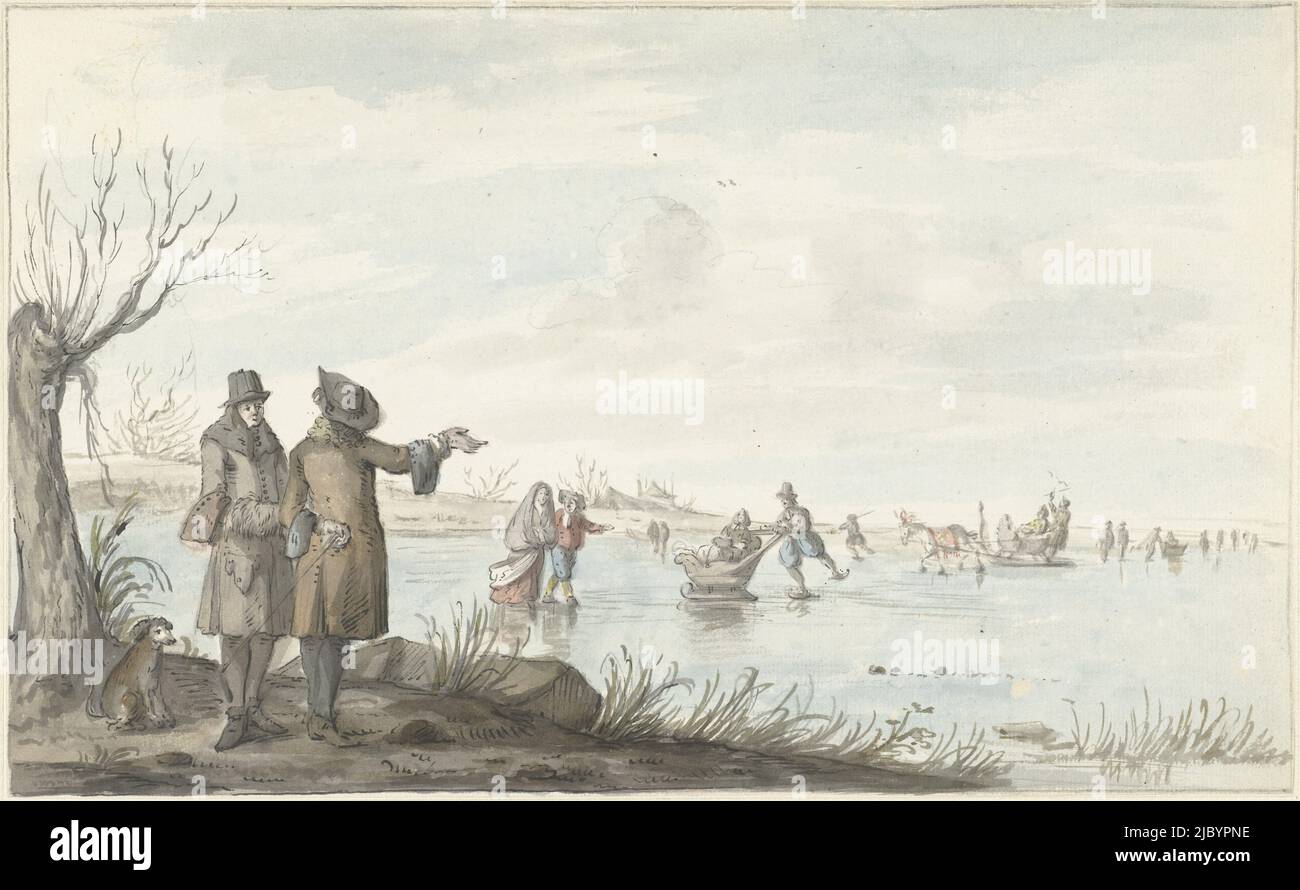 Winter view, Gerrit Grasdorp, 1661 - 1693, draughtsman: Gerrit Grasdorp ...