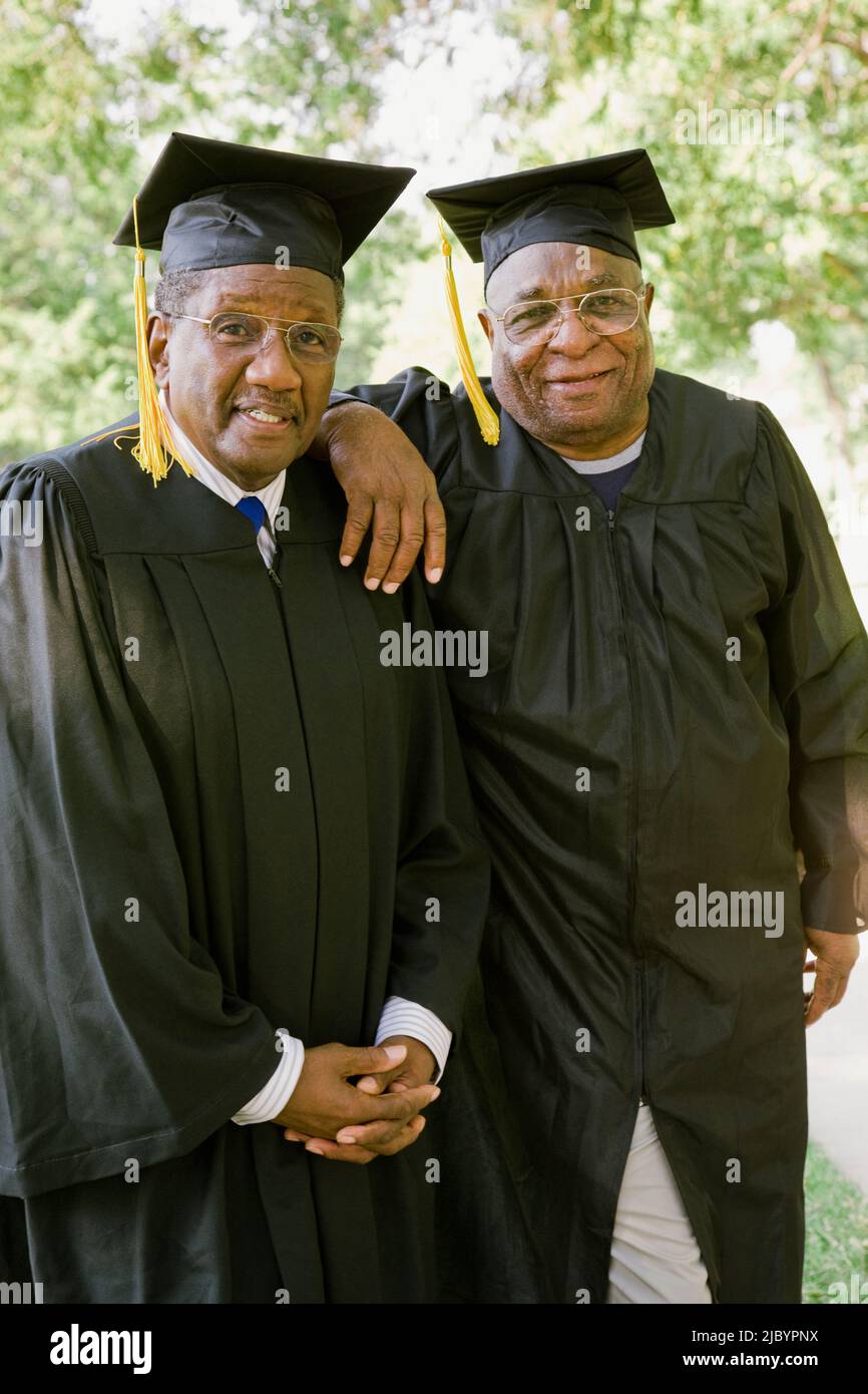 Senior African men in graduation caps and robes Stock Photo - Alamy