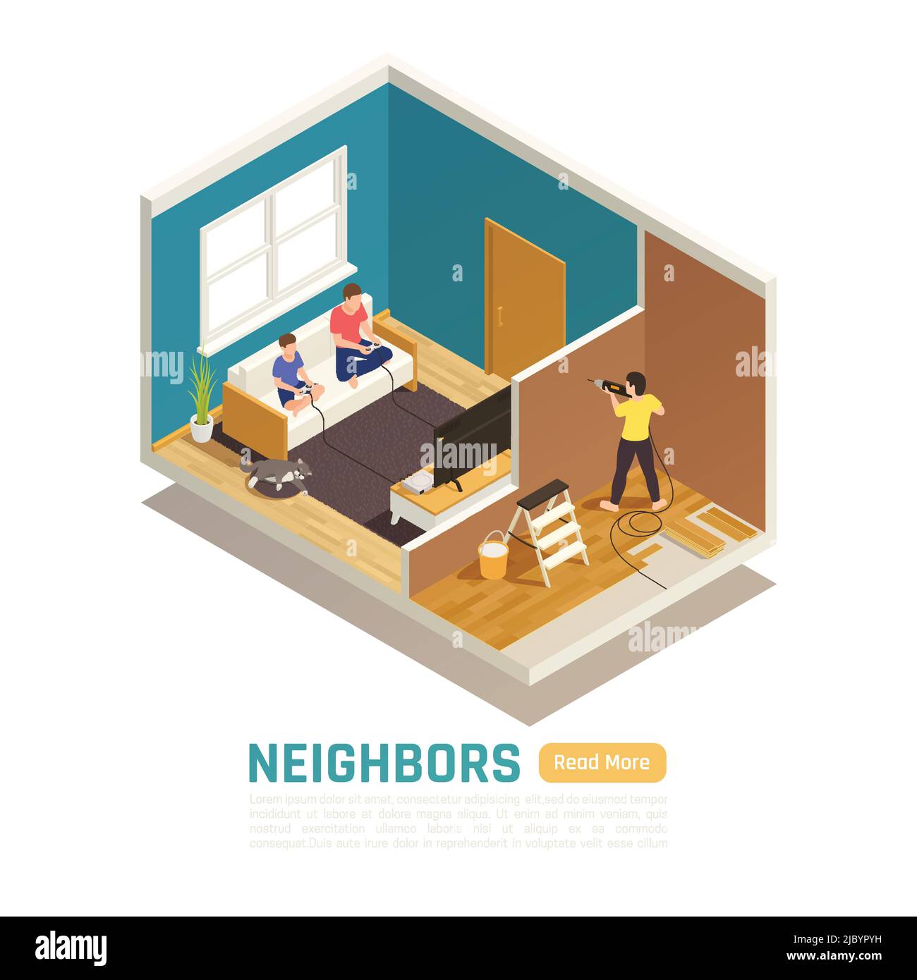 Next door neighbor Stock Vector Images - Alamy