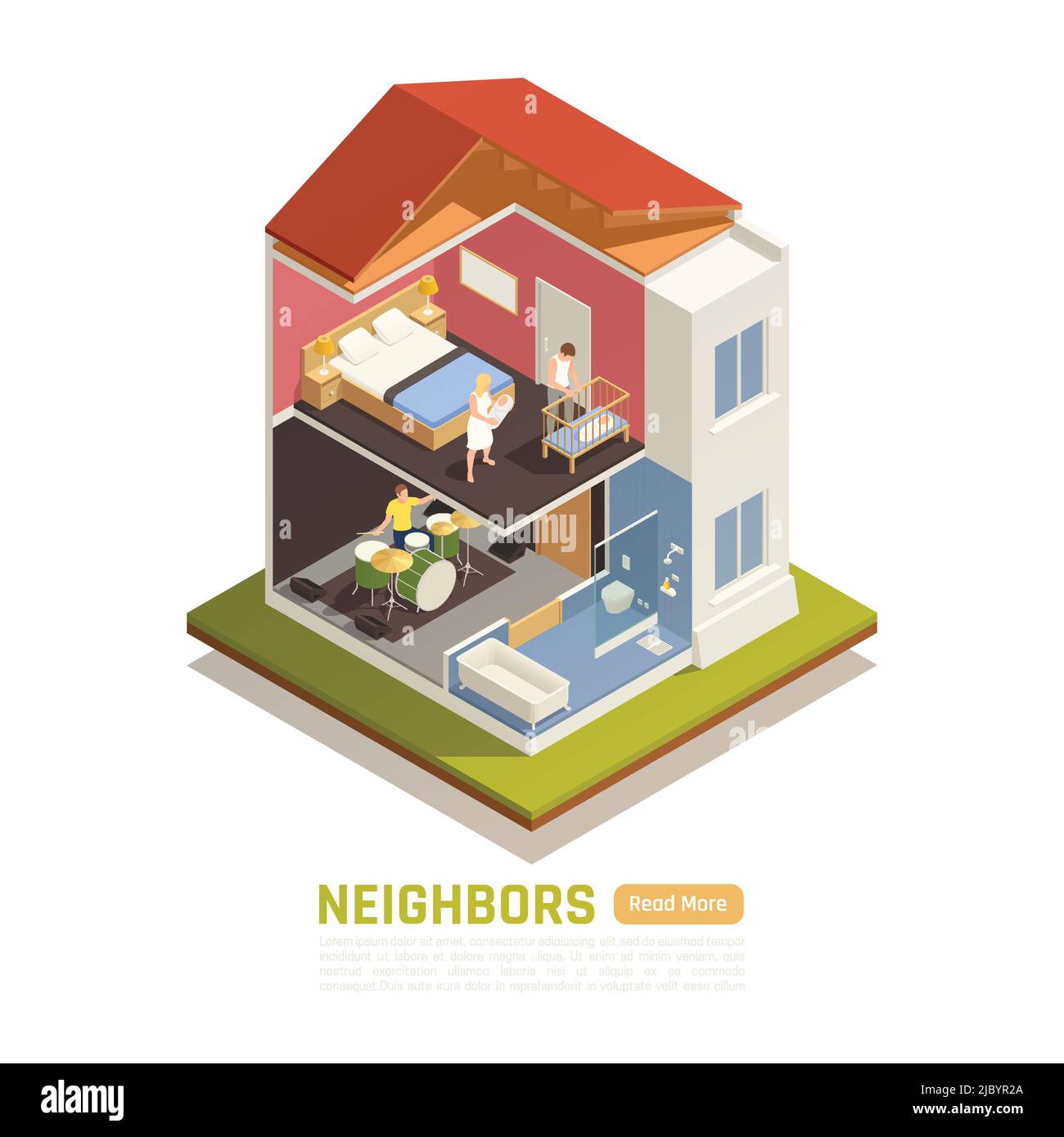 Neighbors relations conflicts baby parents suffering from loud music ...