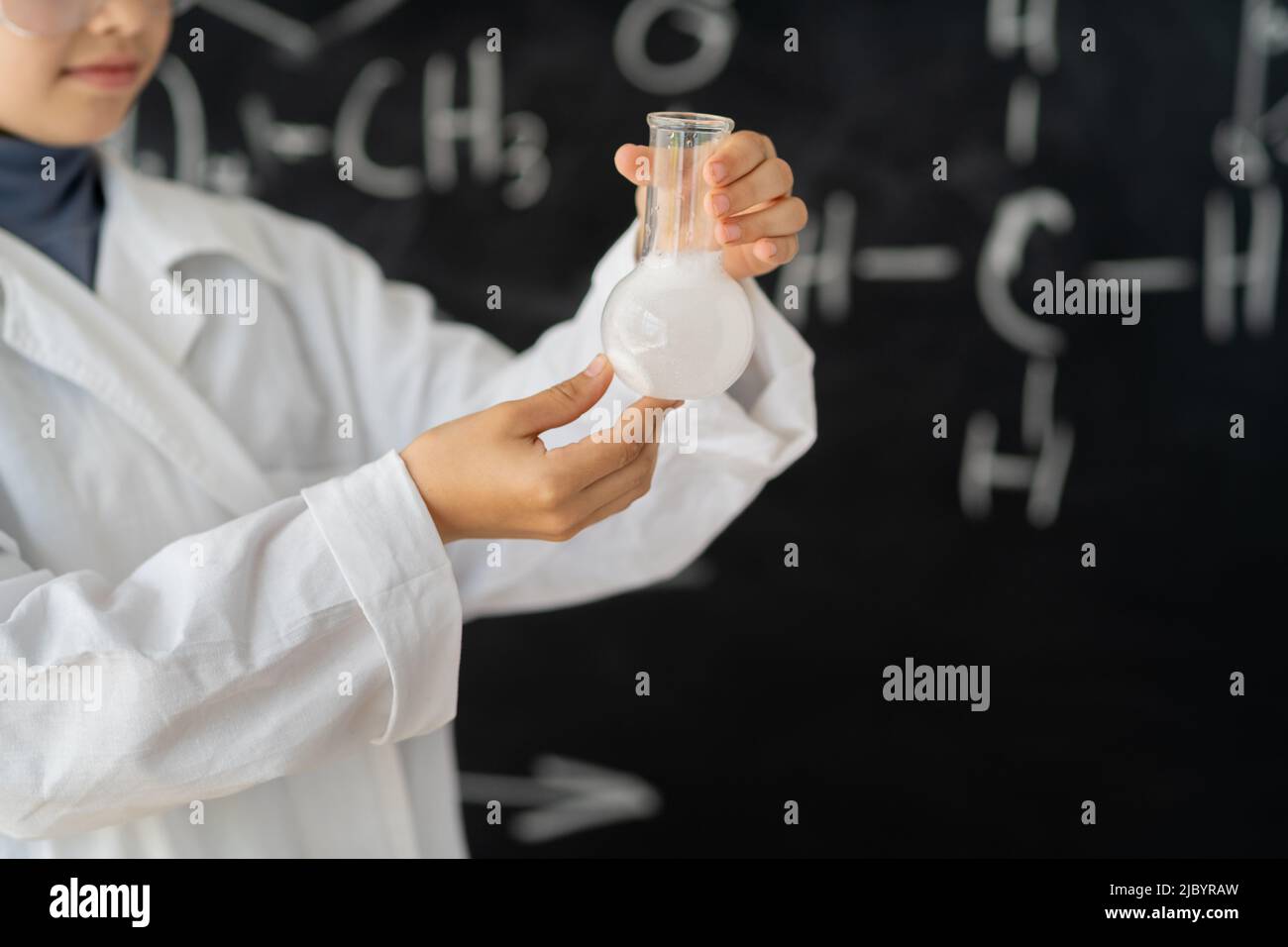 science, chemistry, research and people concept. close up of scientist ...