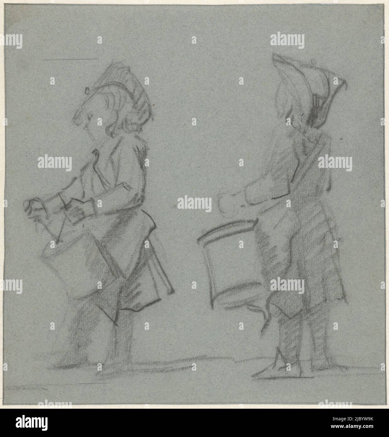 Two studies of a drumming boy, Cornelis Troost, 1706 - 1750, Two ...