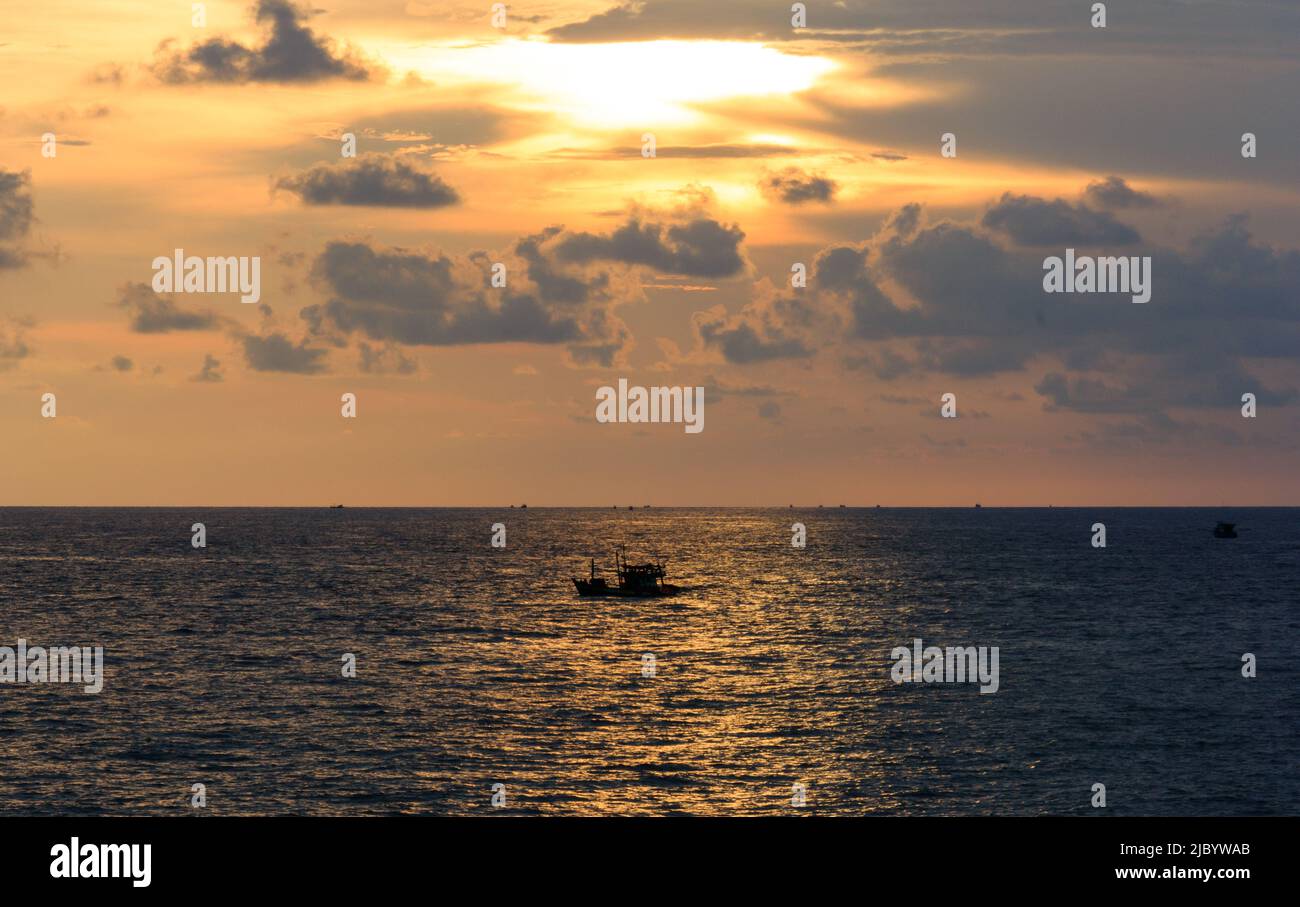 Sunset at Phu Quoc island. Phu Quoc is a beautiful island with crystal ...