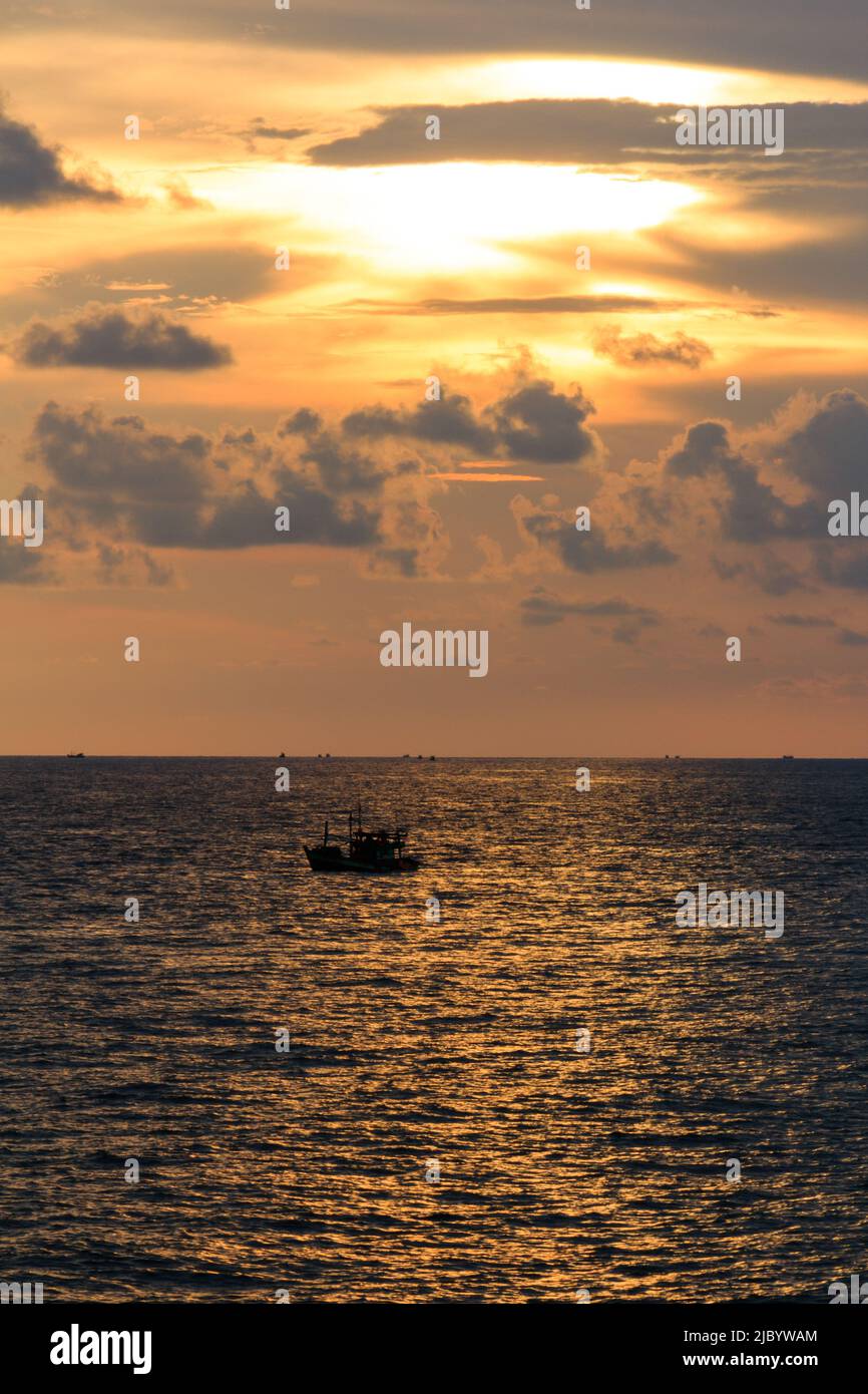Sunset at Phu Quoc island. Phu Quoc is a beautiful island with crystal ...