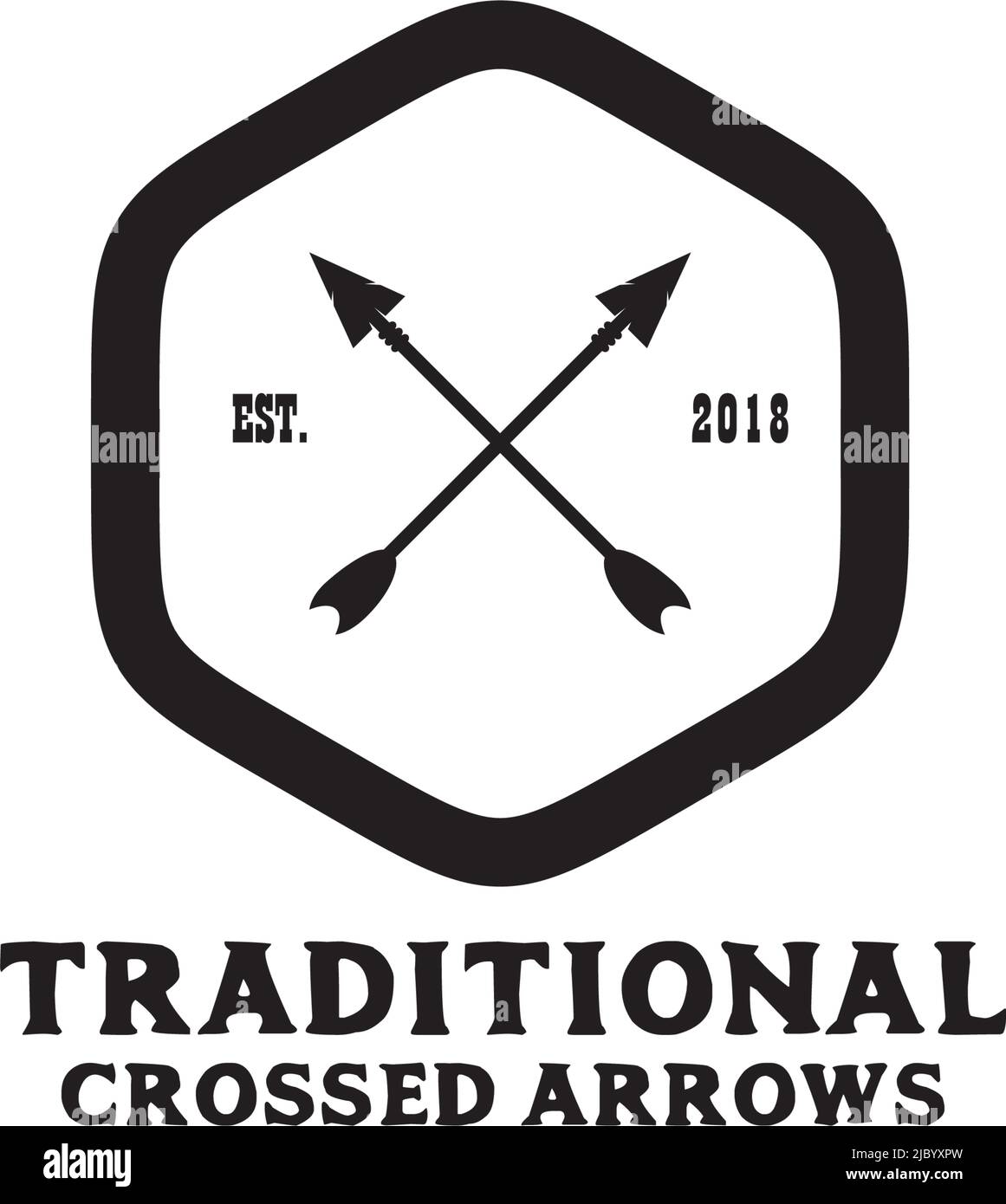 Hunter logo design with crossed arrow icon illustration template Stock ...