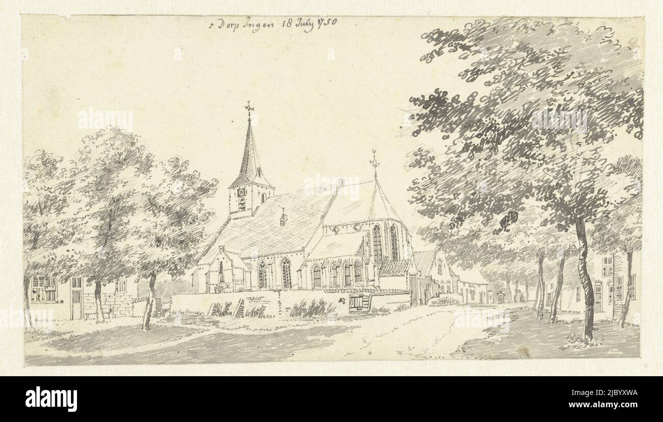 The church of the village Ingen, Jan de Beijer, 1750, draughtsman: Jan ...