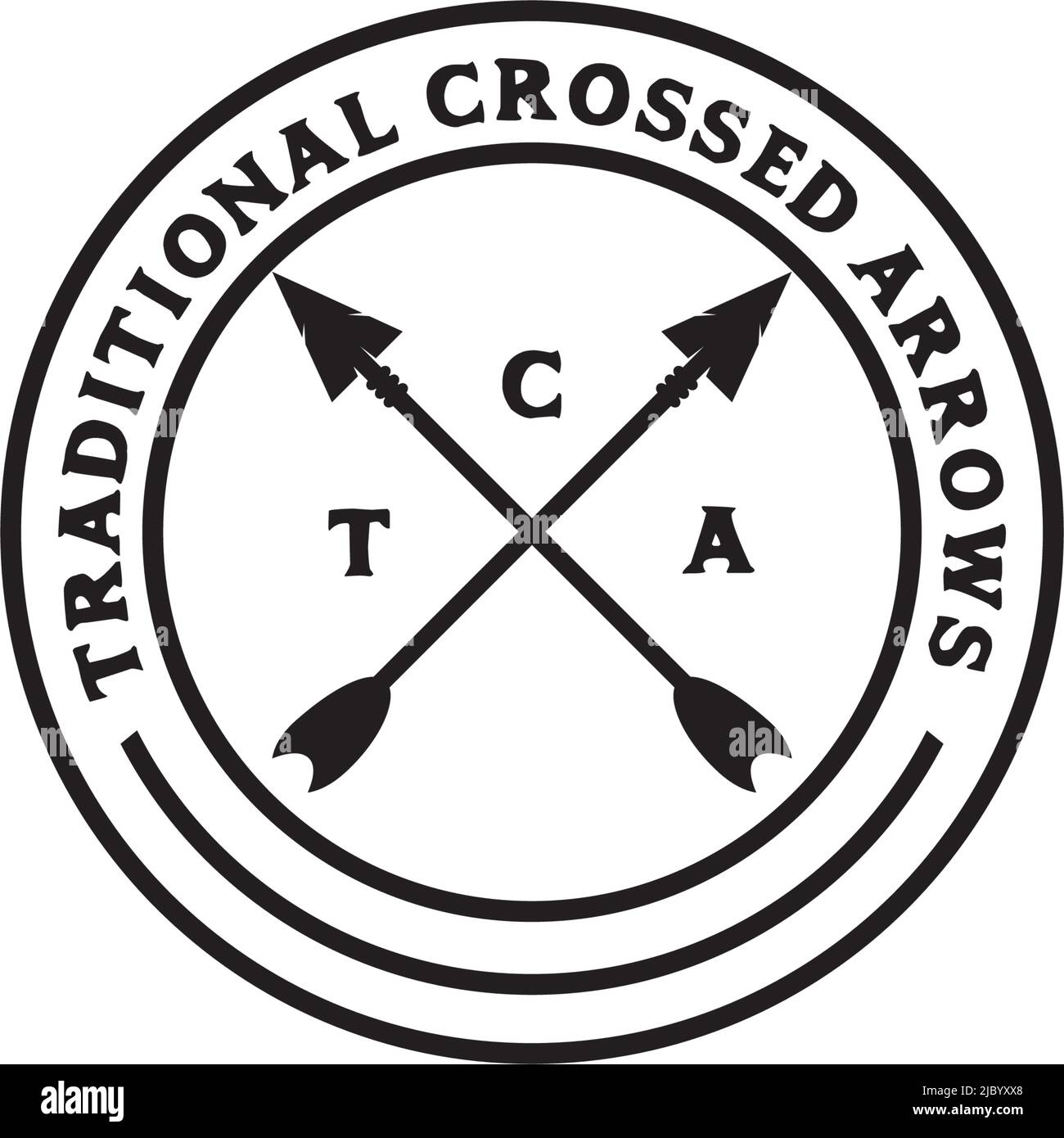 Hunter logo design with crossed arrow icon illustration template Stock ...