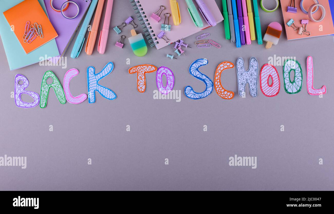 Back to school concept with stationery Stock Photo - Alamy