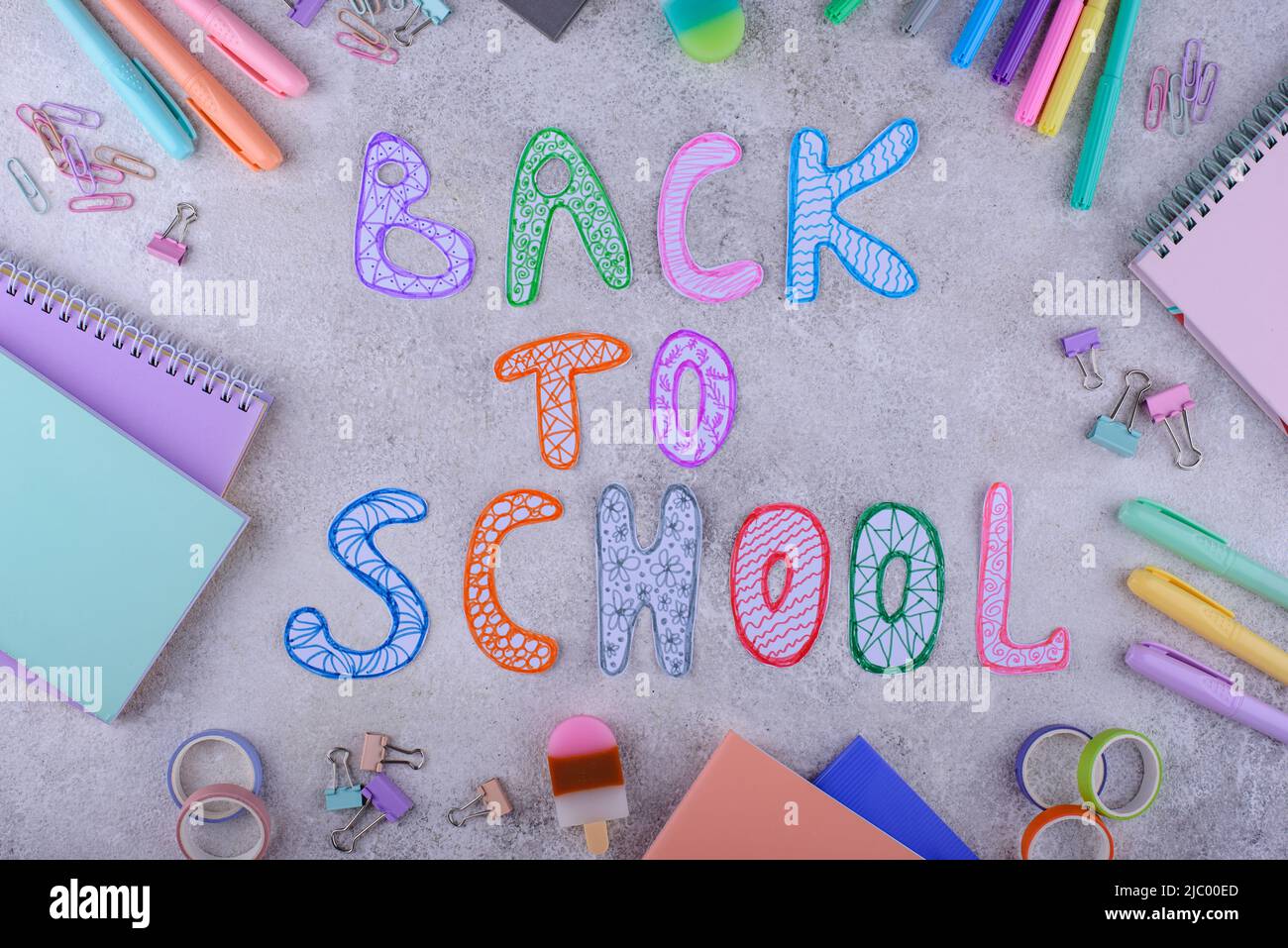 Back to school concept with stationery Stock Photo - Alamy