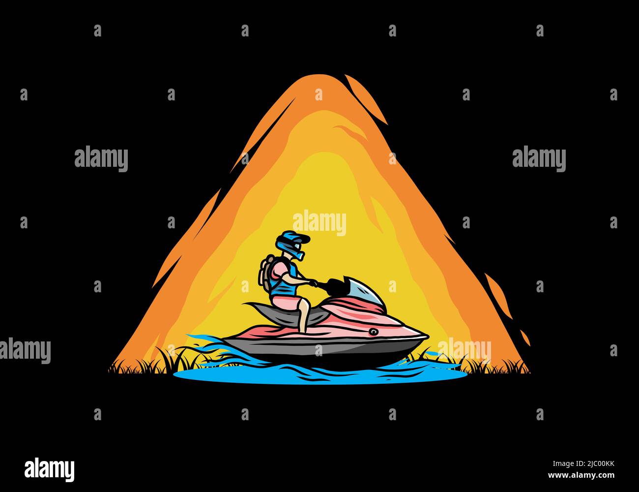 outdoor activity jet sky sport on the beach illustration design Stock ...