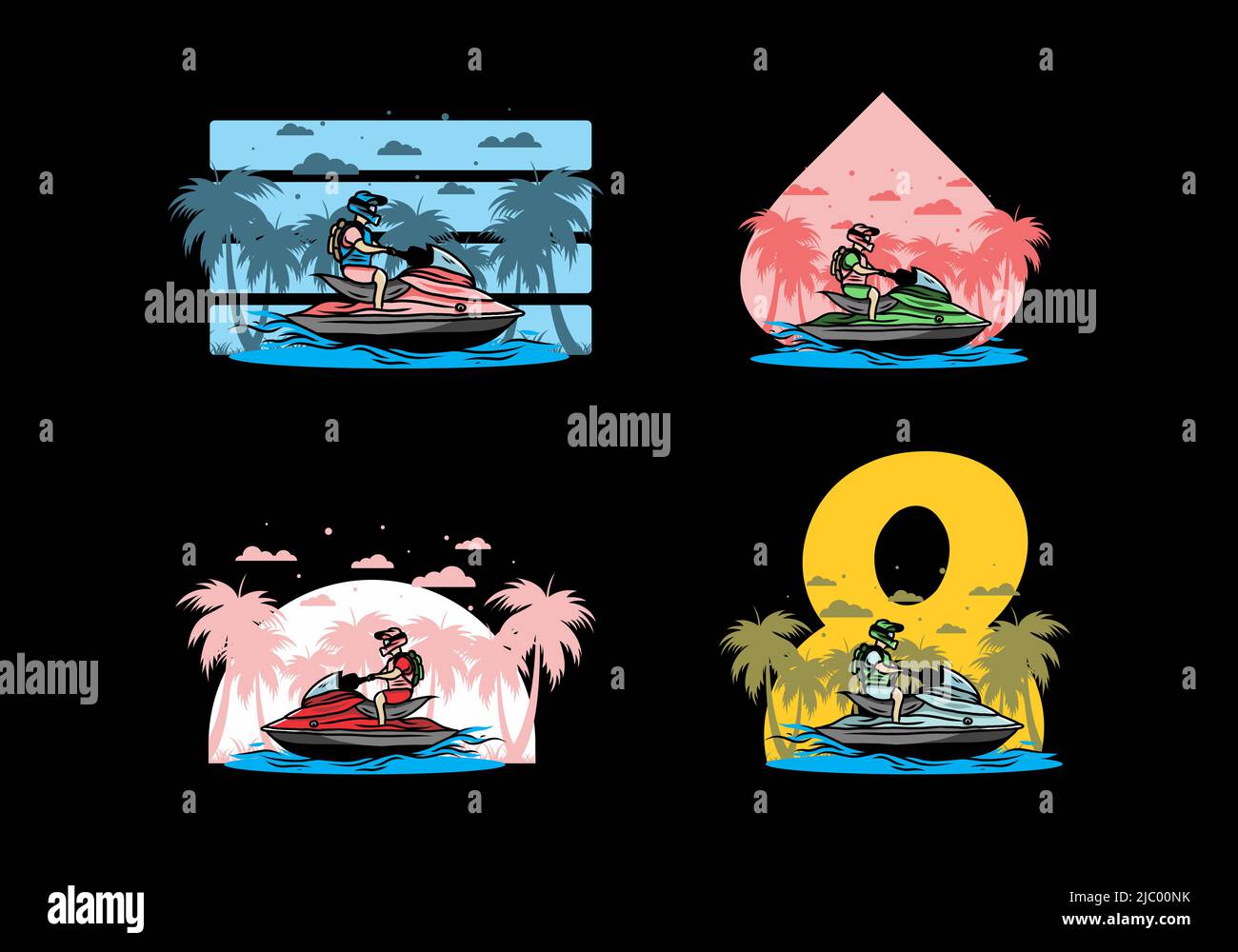 outdoor activity jet sky sport on the beach illustration design Stock ...