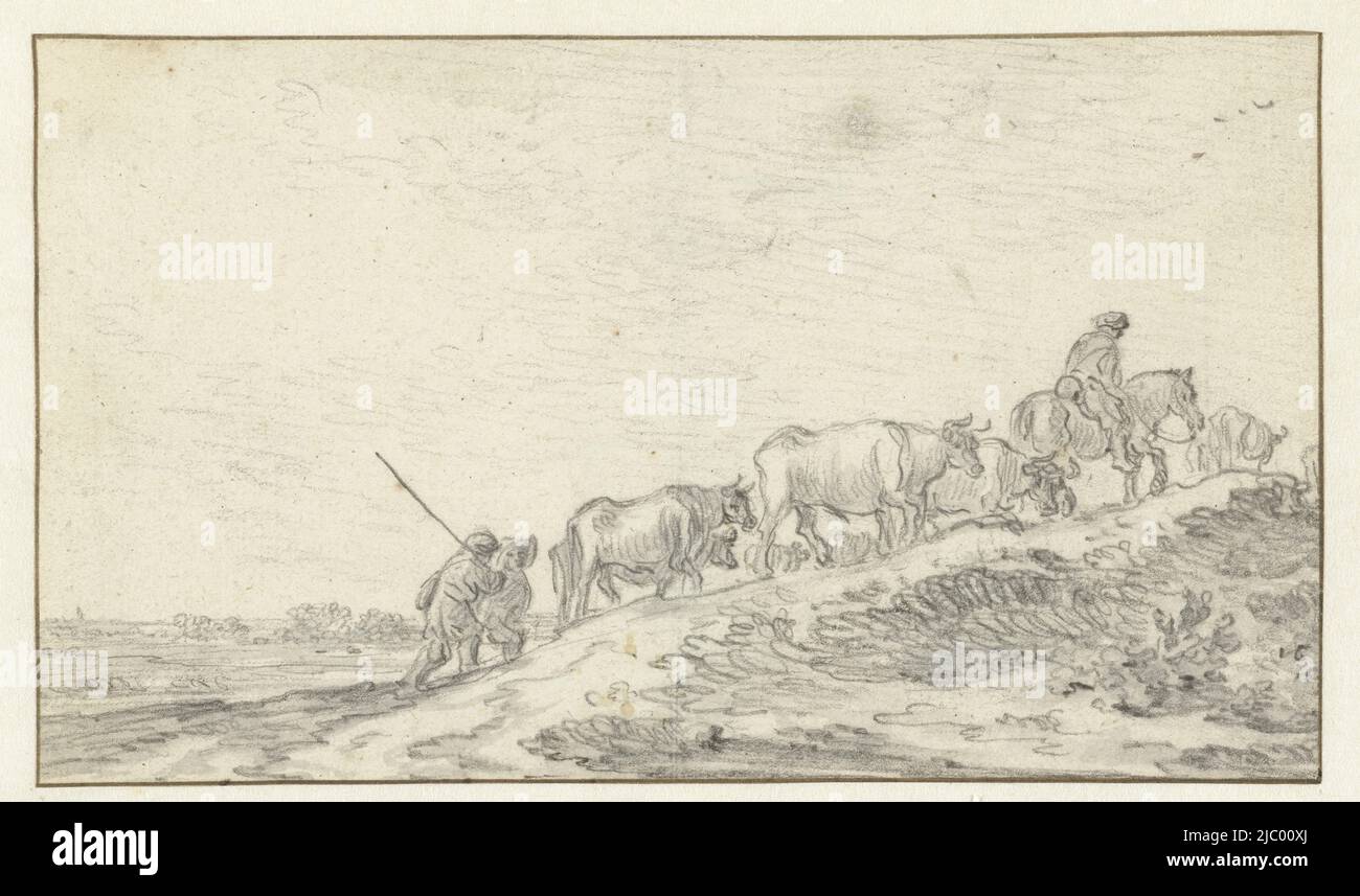 Cattle drivers and cattle on a slope, Jan van Goyen, 1630 - 1633 ...