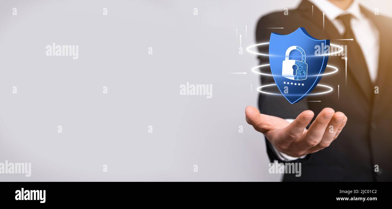 Cyber security network. Padlock icon and internet technology networking ...