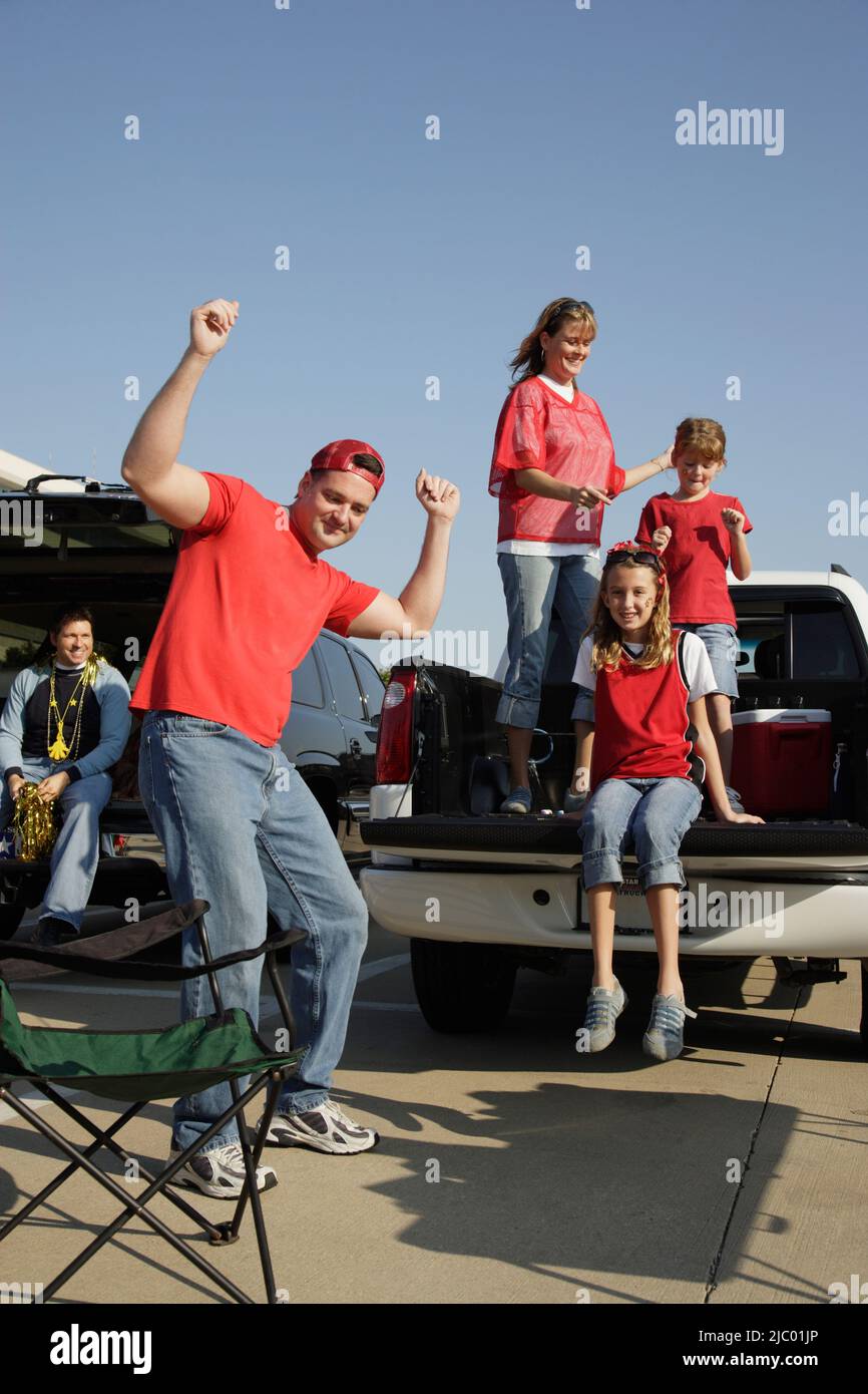 Portrait of family at tailgate party Stock Photo - Alamy