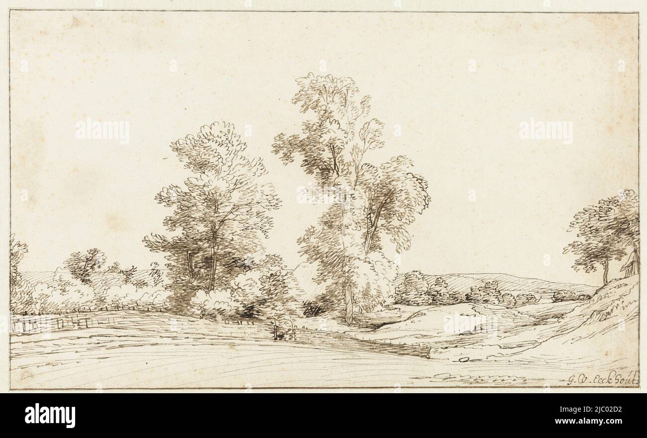 Undulating Landscape with Two Tall Trees, Gerbrand van den Eeckhout ...