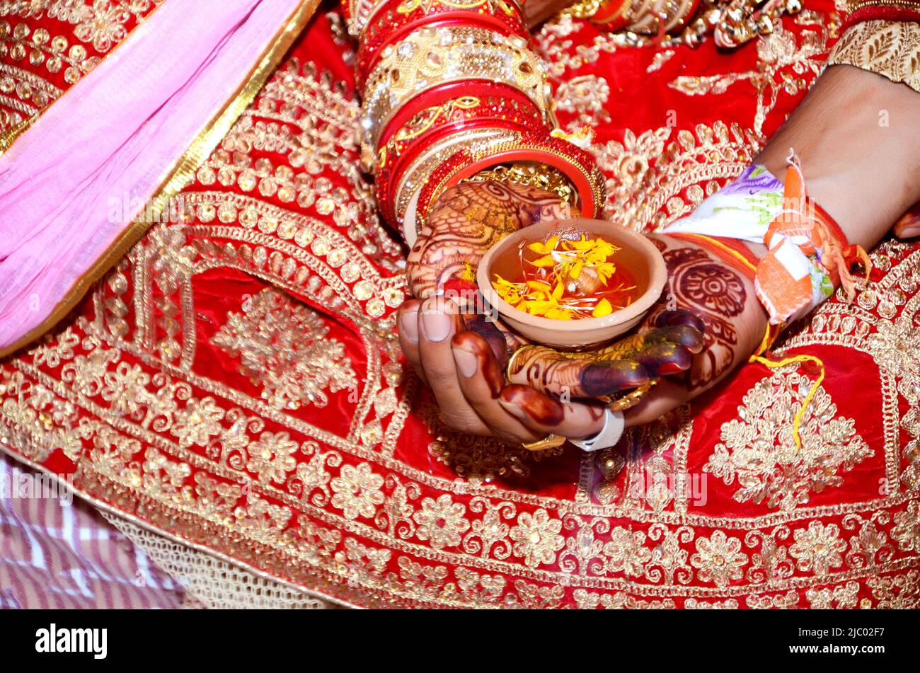 The hindu wedding ceremony. Details of traditional indian wedding. Beautifully decorated hindu ...