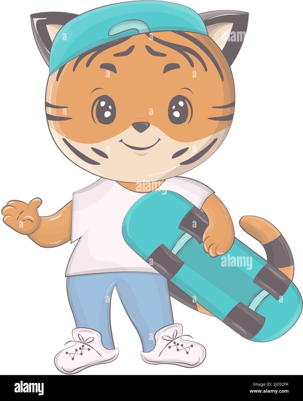 Illustration of tiger skateboarder. Vector illustration of a cute ...