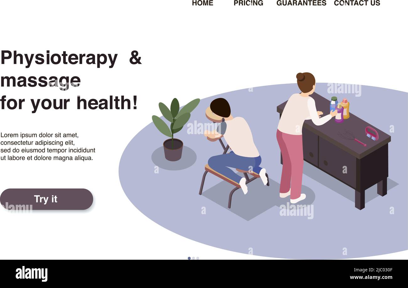 Massage therapy isometric web site background for landing page with ...