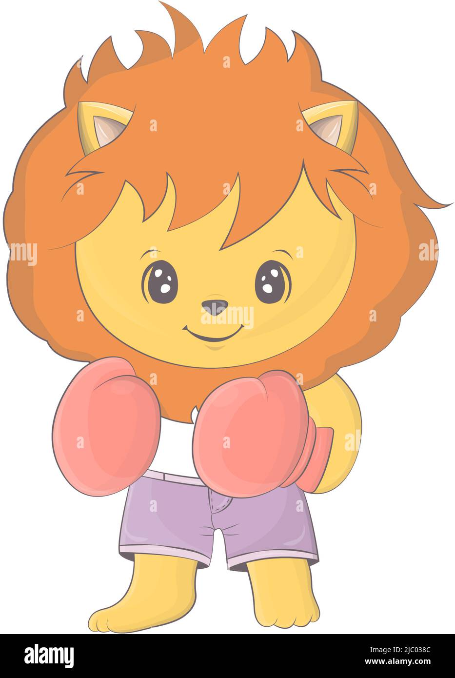Lion boxer in cartoon style. Vector illustration of a cute athlete ...