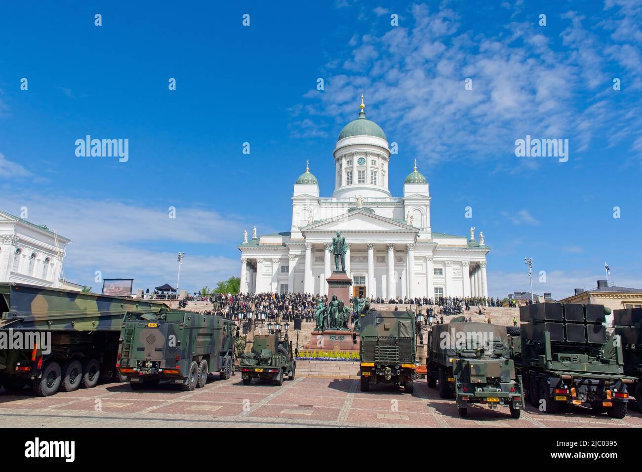 Military vehicles at National Parade on the Flag Day of the Finnish ...