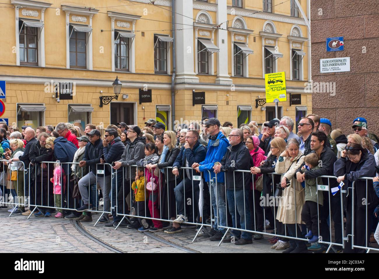 People watching the National Parade on the Flag Day of the Finnish ...