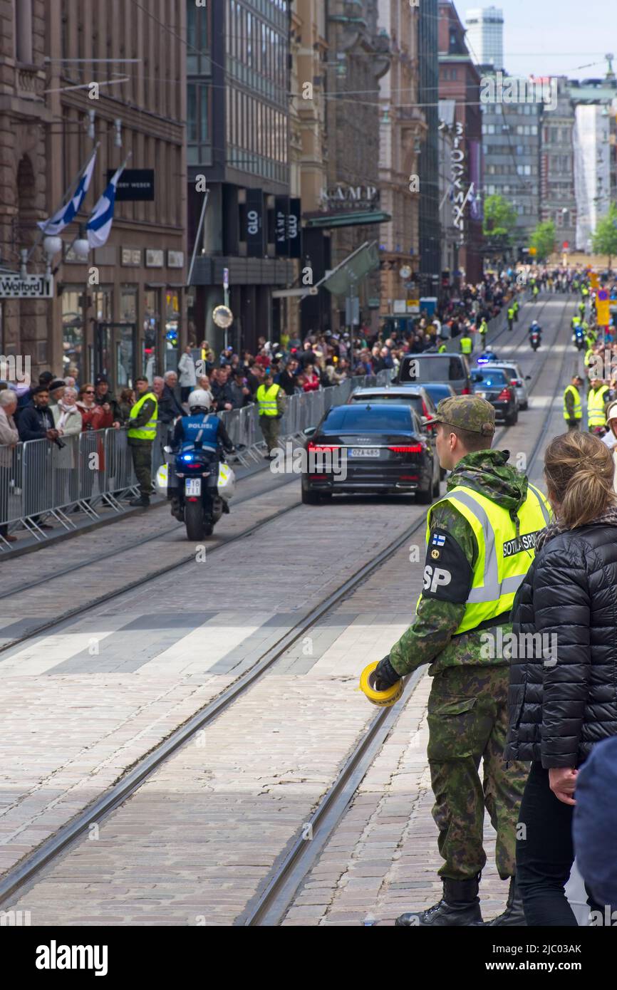 People watching the National Parade on the Flag Day of the Finnish ...