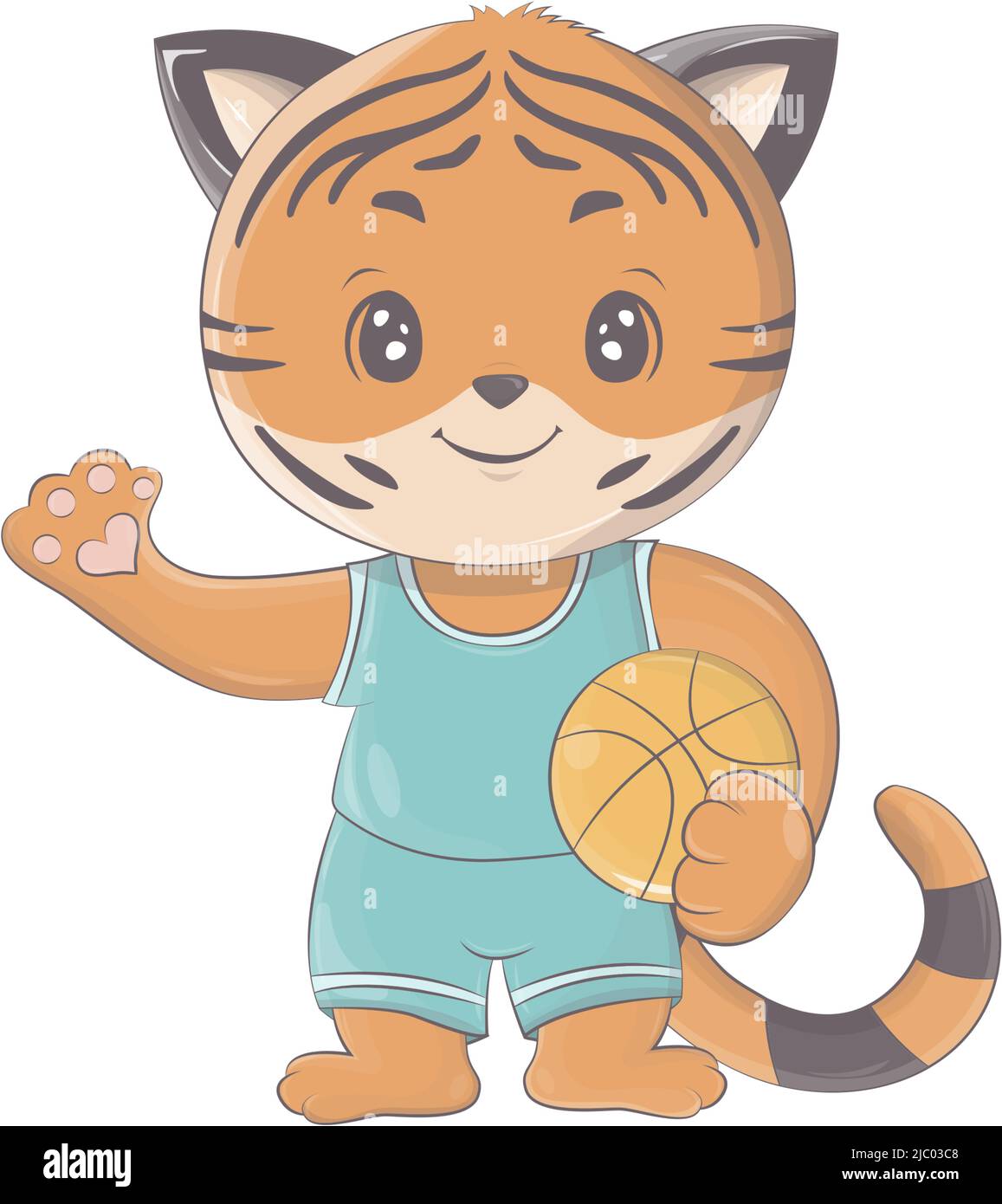 Tiger athlete basketball player. Vector illustration of a cute athlete ...