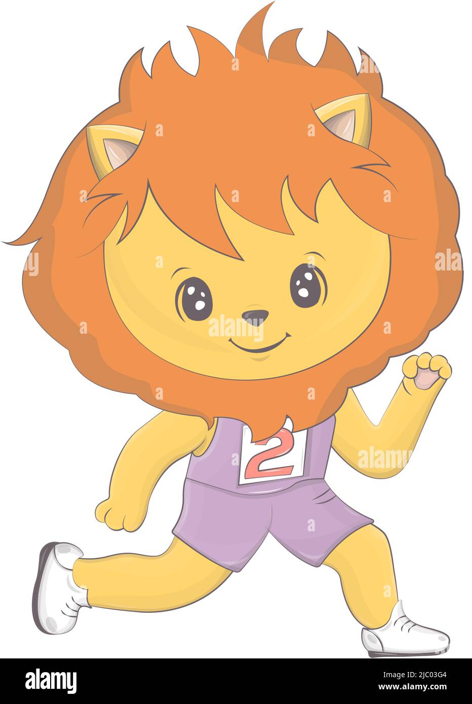Cute track and field lion illustration. Vector illustration of a cute ...