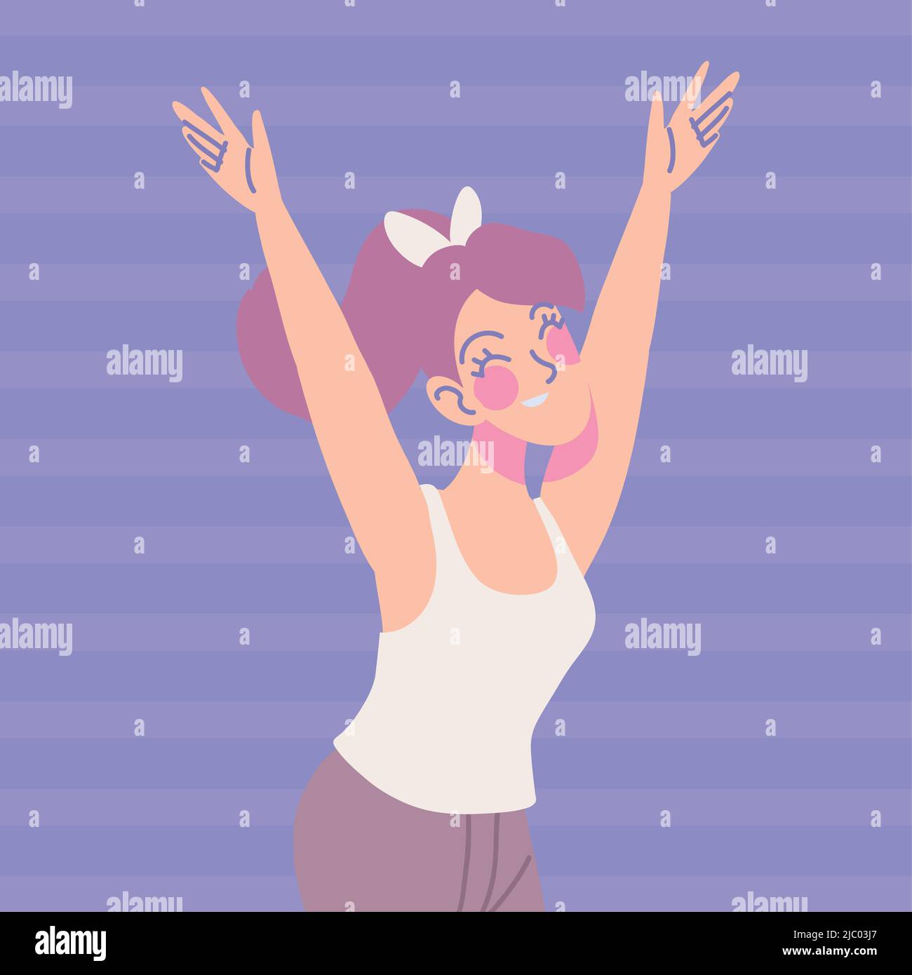 young woman hands up Stock Vector Image & Art - Alamy