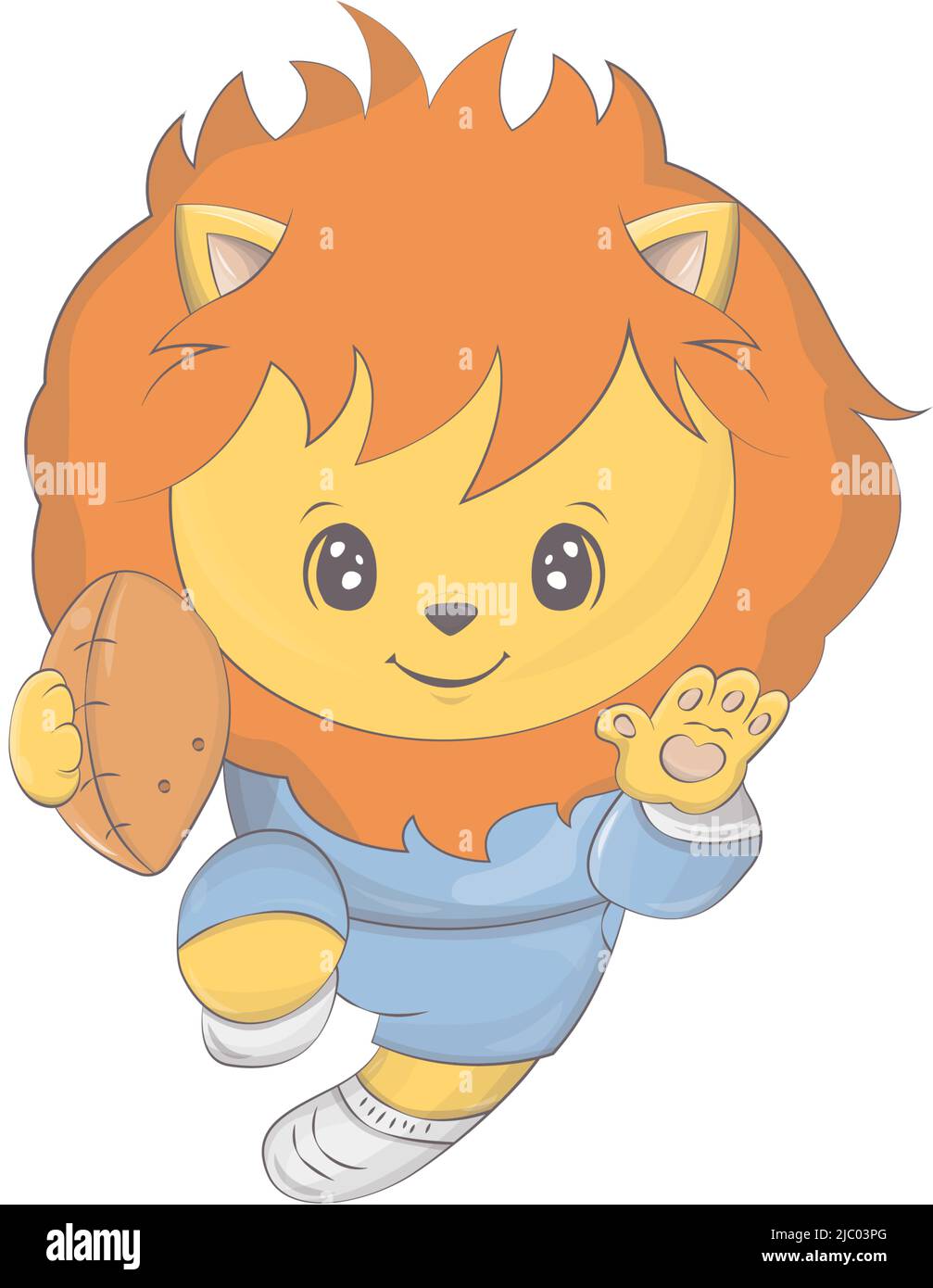 Cute lion playing rugby. Vector illustration of a cute athlete animal ...