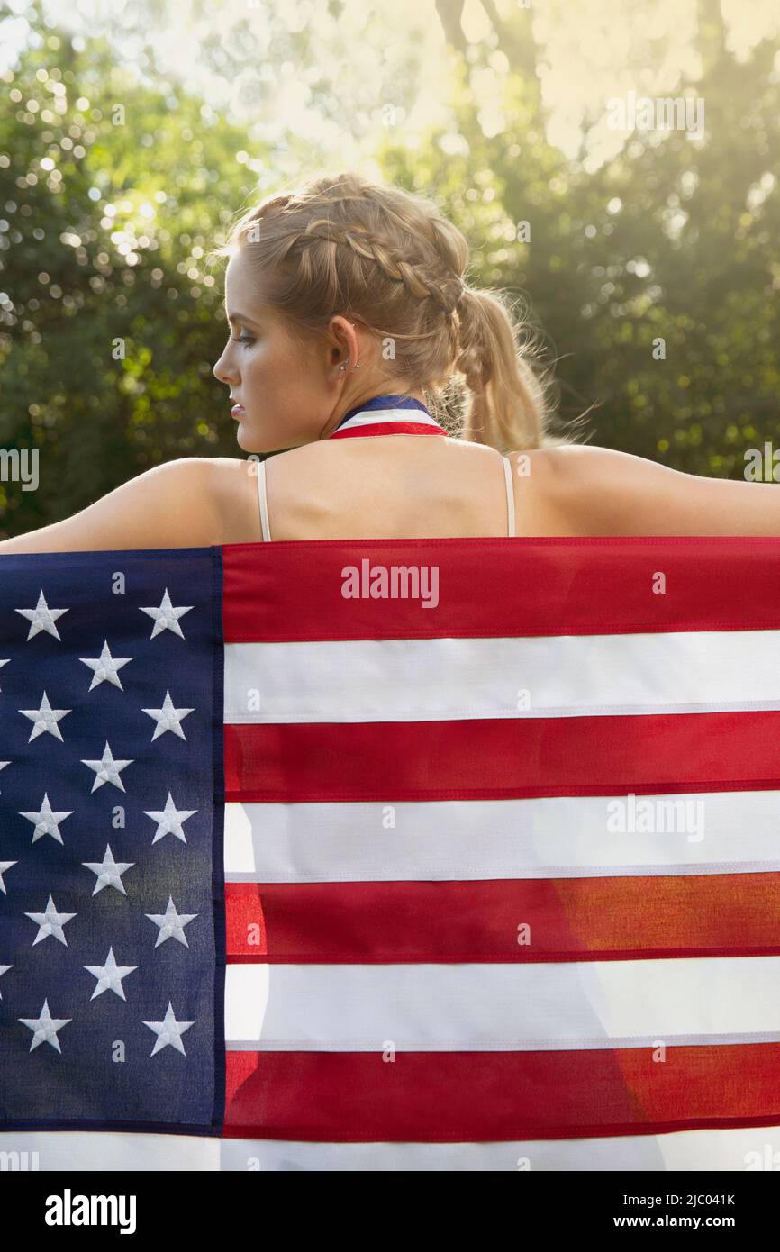 Person holding american flag hi-res stock photography and images - Alamy