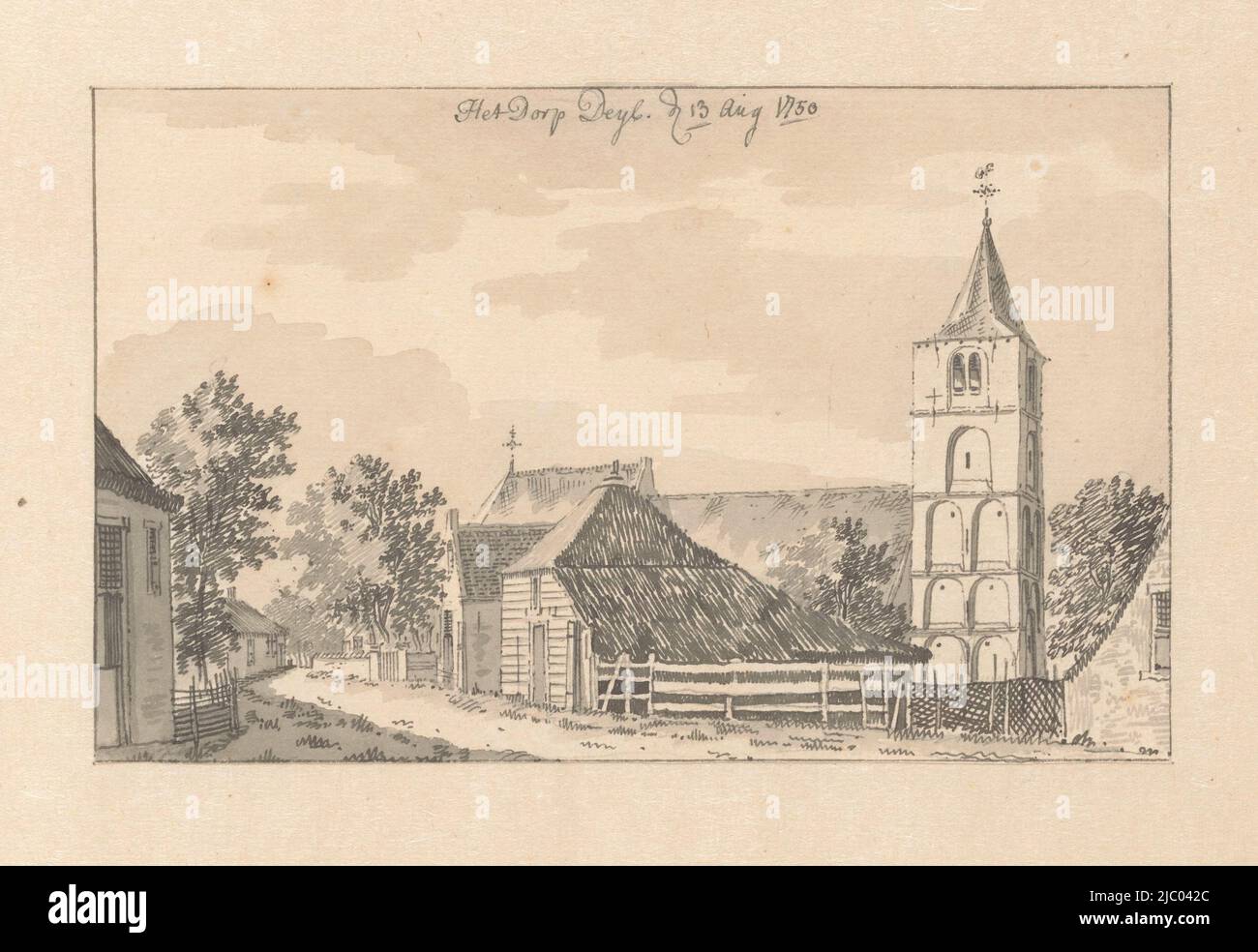 The village of Deil, Jan de Beijer, 1750, draughtsman: Jan de Beijer ...