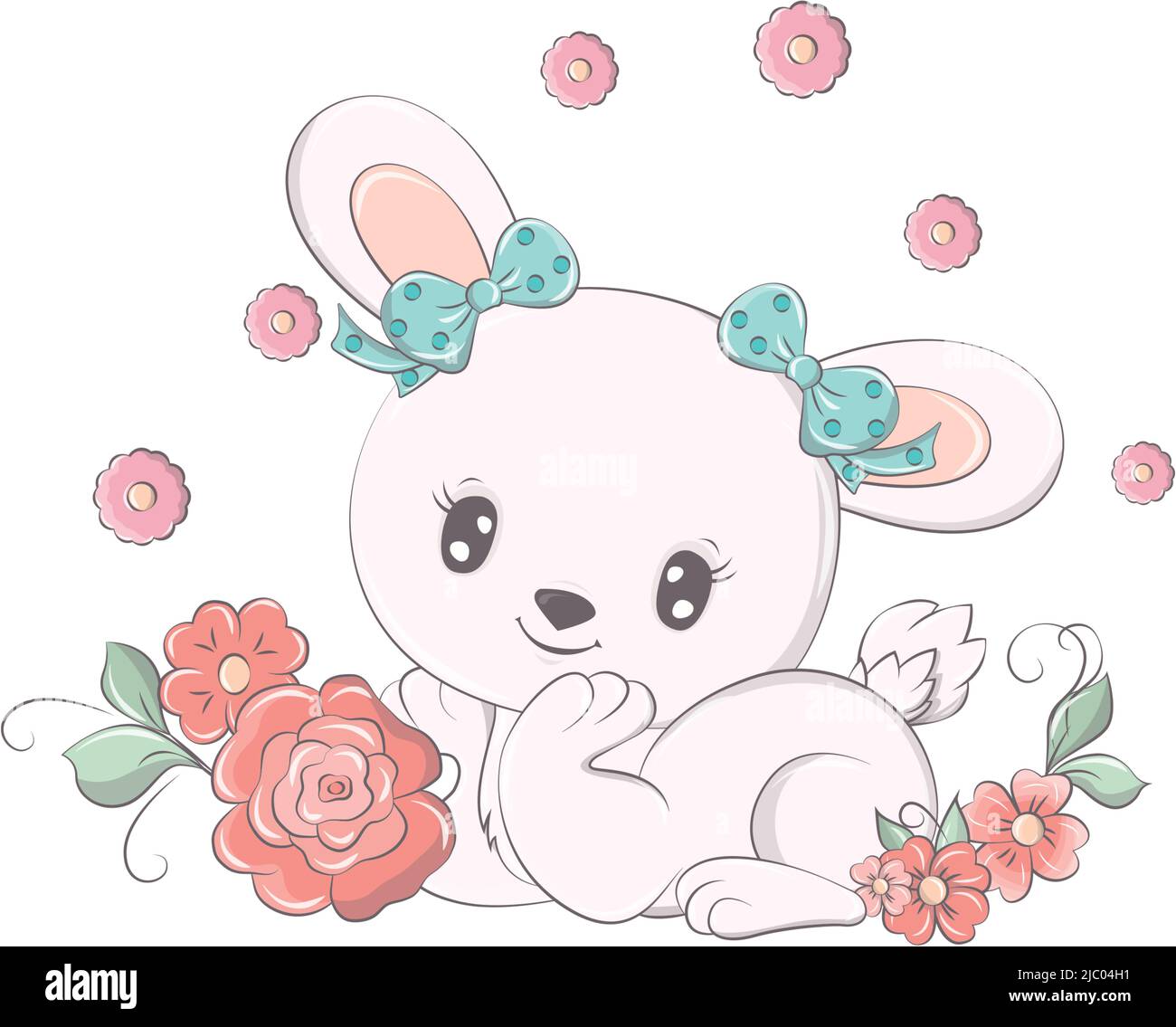 Beautiful rabbit isolated on white background. Cute animal illustration ...