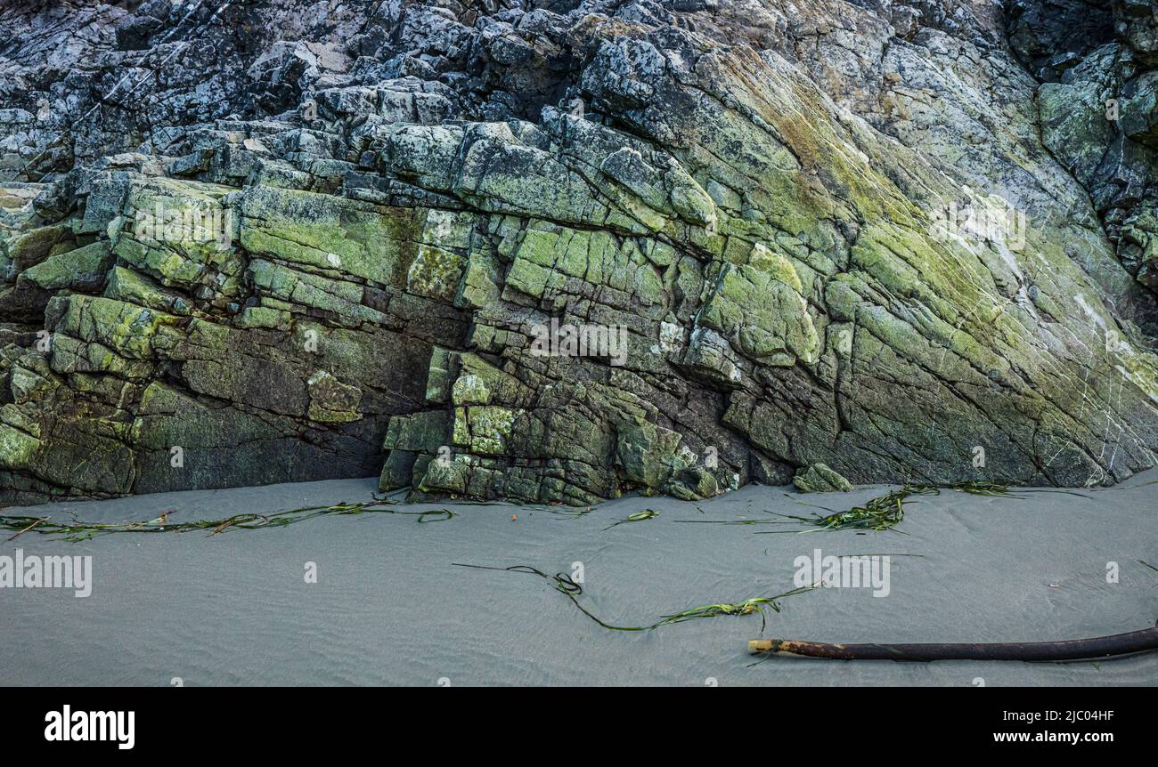 Where rocks meet sand on Tonquin Beach near Tofino, BC, Canada Stock ...