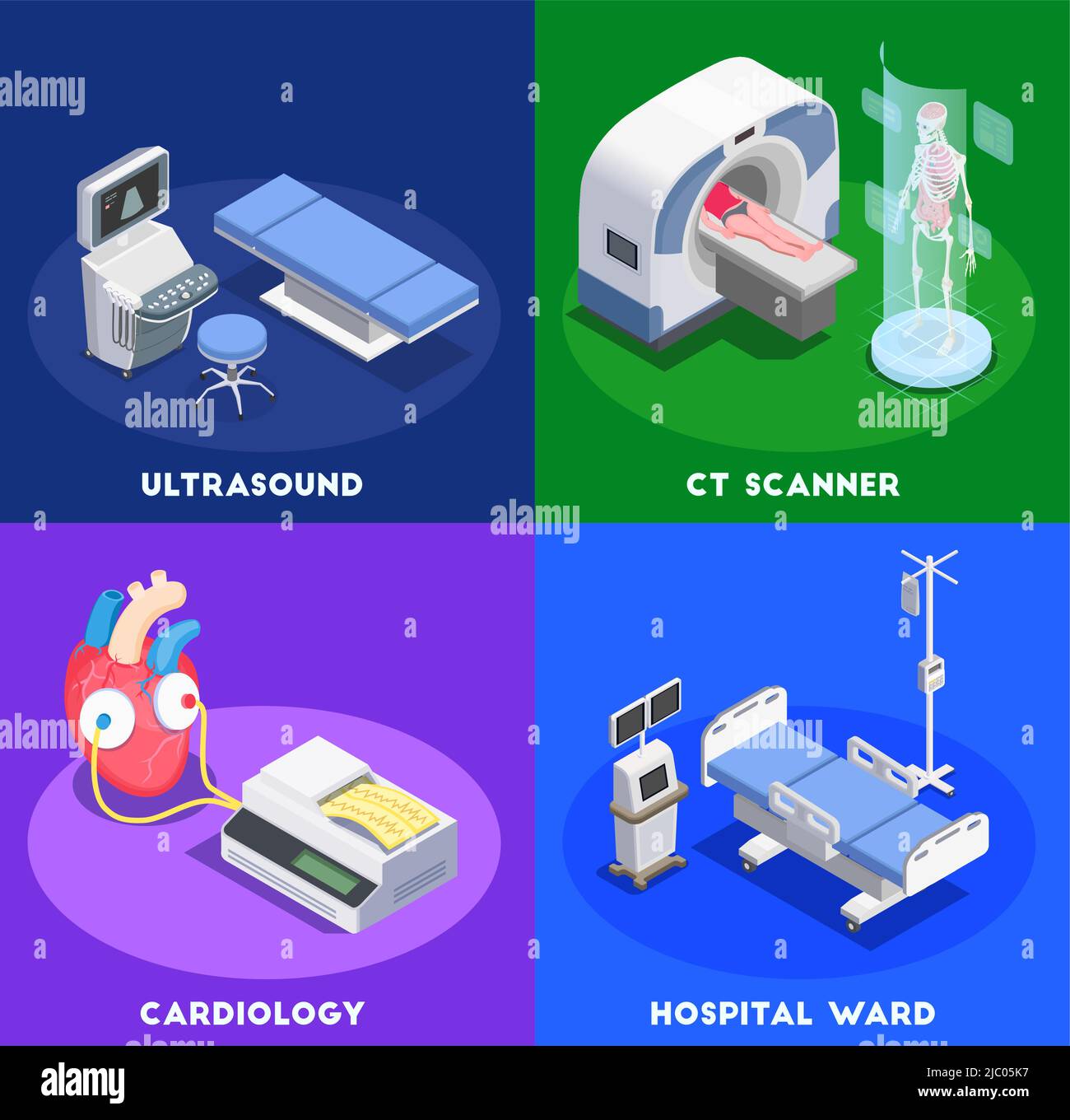 Medical equipment isometric design concept with editable text and ...