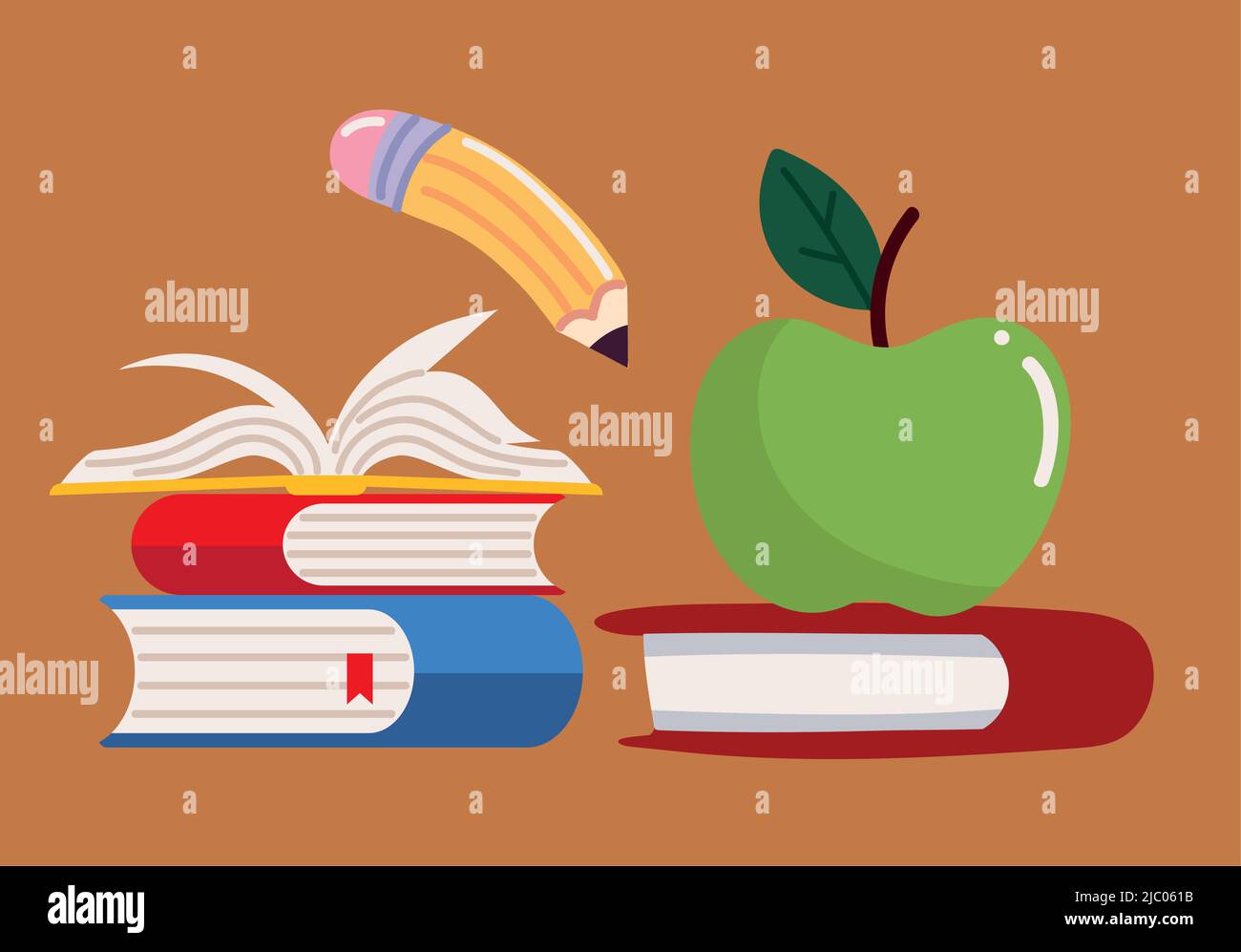 school books and pencil Stock Vector Image & Art - Alamy