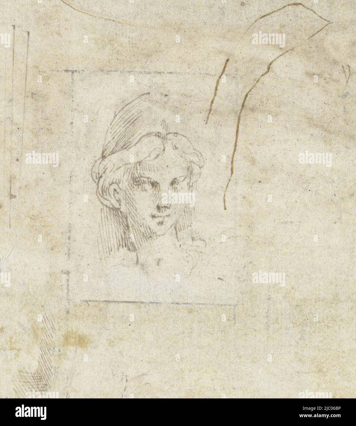Head of a woman wearing a helmet (Minerva?), draughtsman: Parmigianino ...