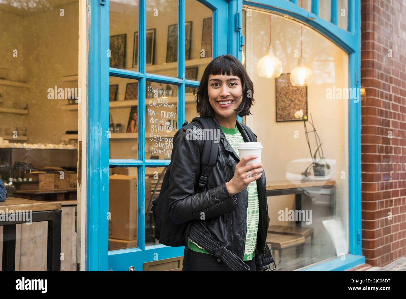 Walking out of coffee shop hi-res stock photography and images - Alamy