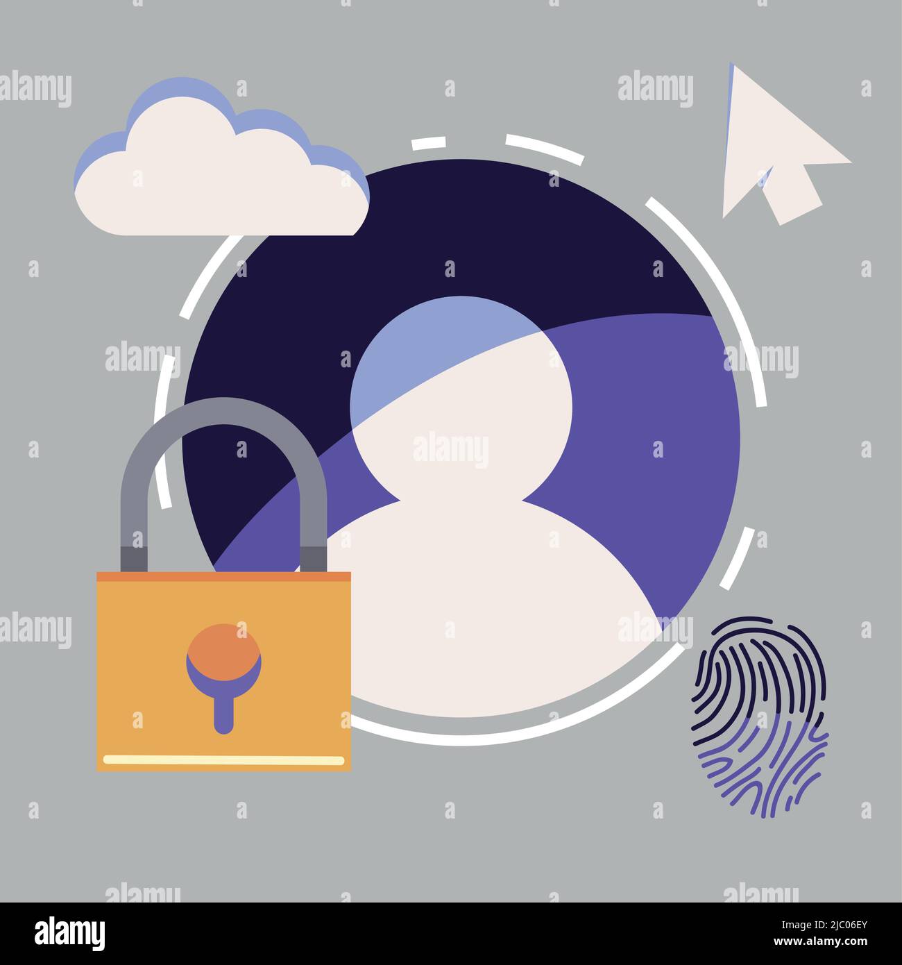 user and fingerprint padlock Stock Vector Image & Art - Alamy