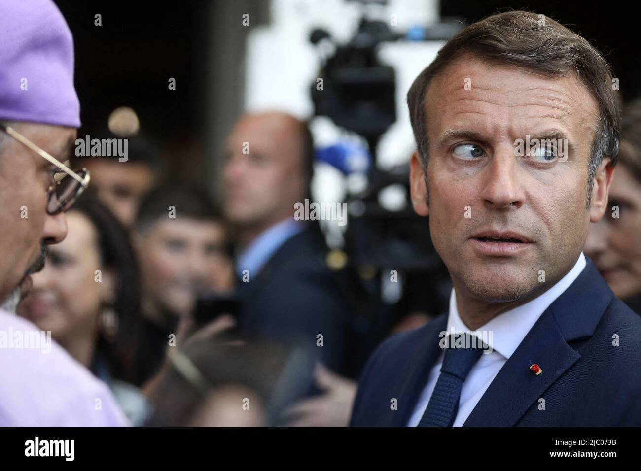 Clichy-sous-Bois, France, 08/06/2022, 2022. French President Emmanuel ...