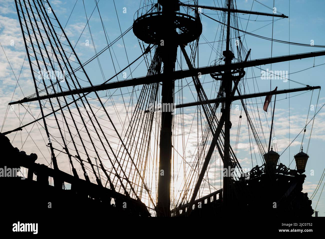 Old Sailing Ship with Sunlight in Genoa, Liguria in Italy Stock Photo ...
