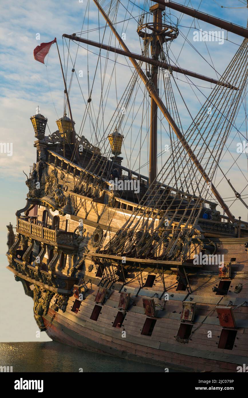 Old Sailing Ship with Sunlight in Genoa, Liguria in Italy Stock Photo ...