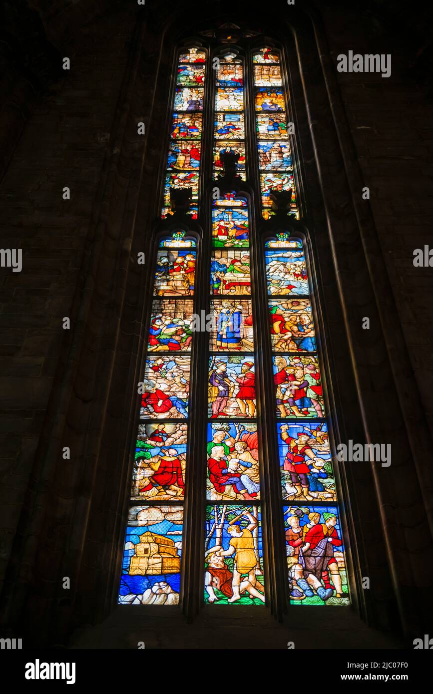 Stained Glass Window from Milan Cathedral in Lombardy, Italy Stock ...