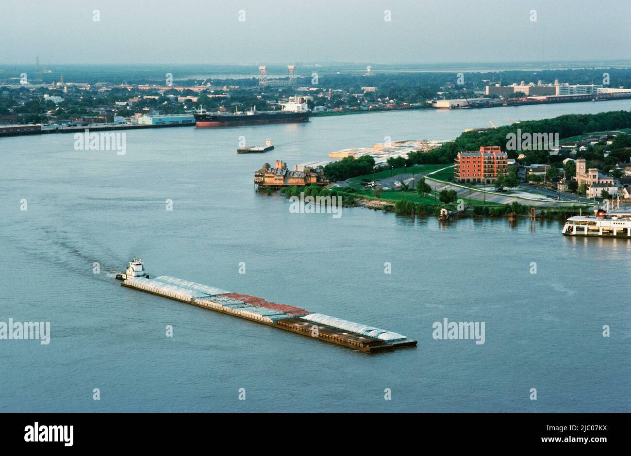 Barge moving in a river, Mississippi River, Mississippi, USA Stock ...