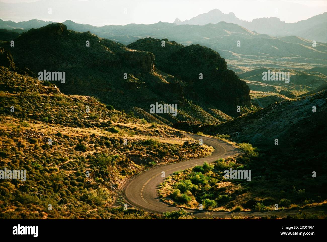 Winding road passing through mountains, Historic Route 66, Kingman ...